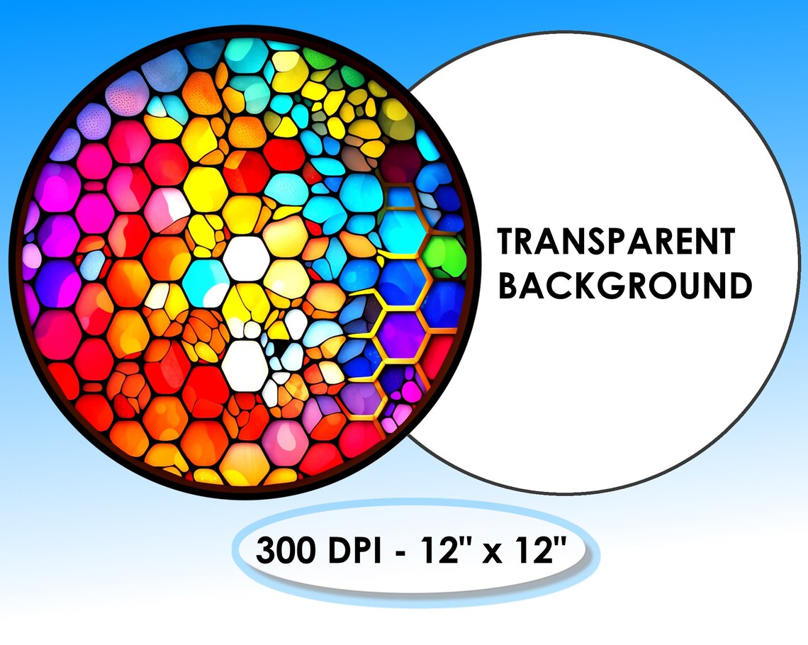 8 Honeycomb Stained Glass Pattern Sublimation Design, Printable Digital ...