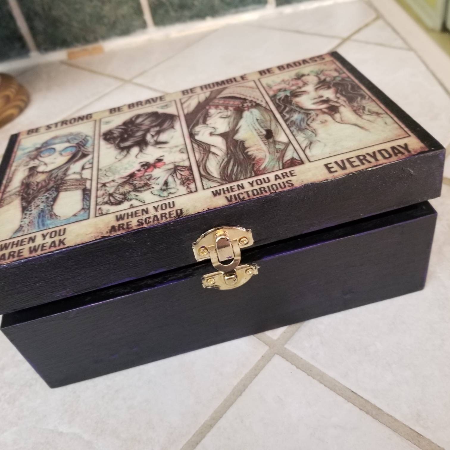 Painted Decoupage Keepsake Wooden Box - Etsy