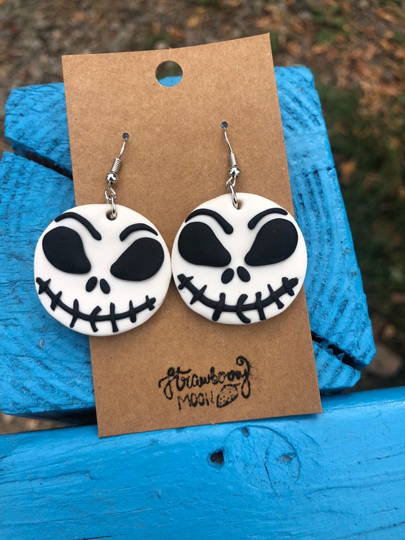Jack Skellington Inspired Handmade Polymer Clay Dangle - Etsy