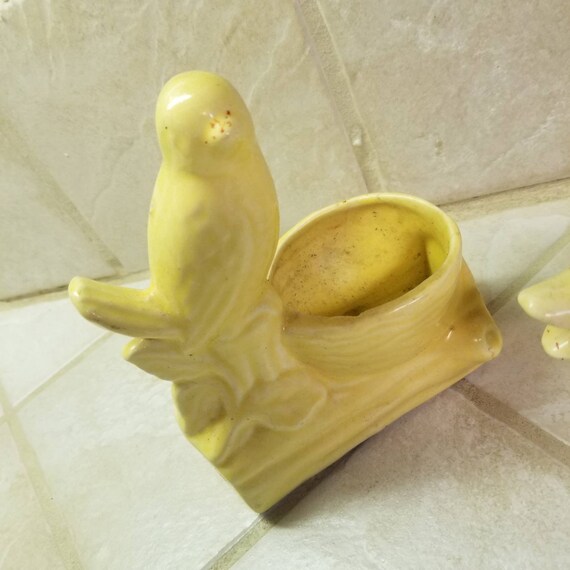 Home Décor Home & Living Two Vintage Yellow Bird planters ceramic Vases ...
