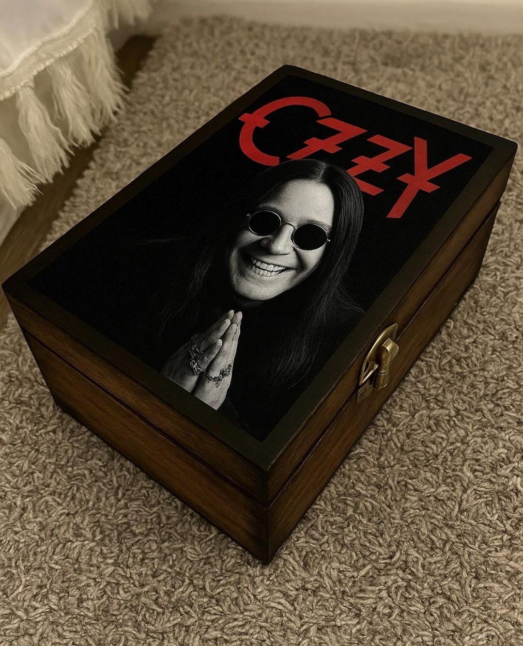 Hand Painted Decoupage Ozzy Osbourne Trinket Jewelry Keepsake Wooden ...