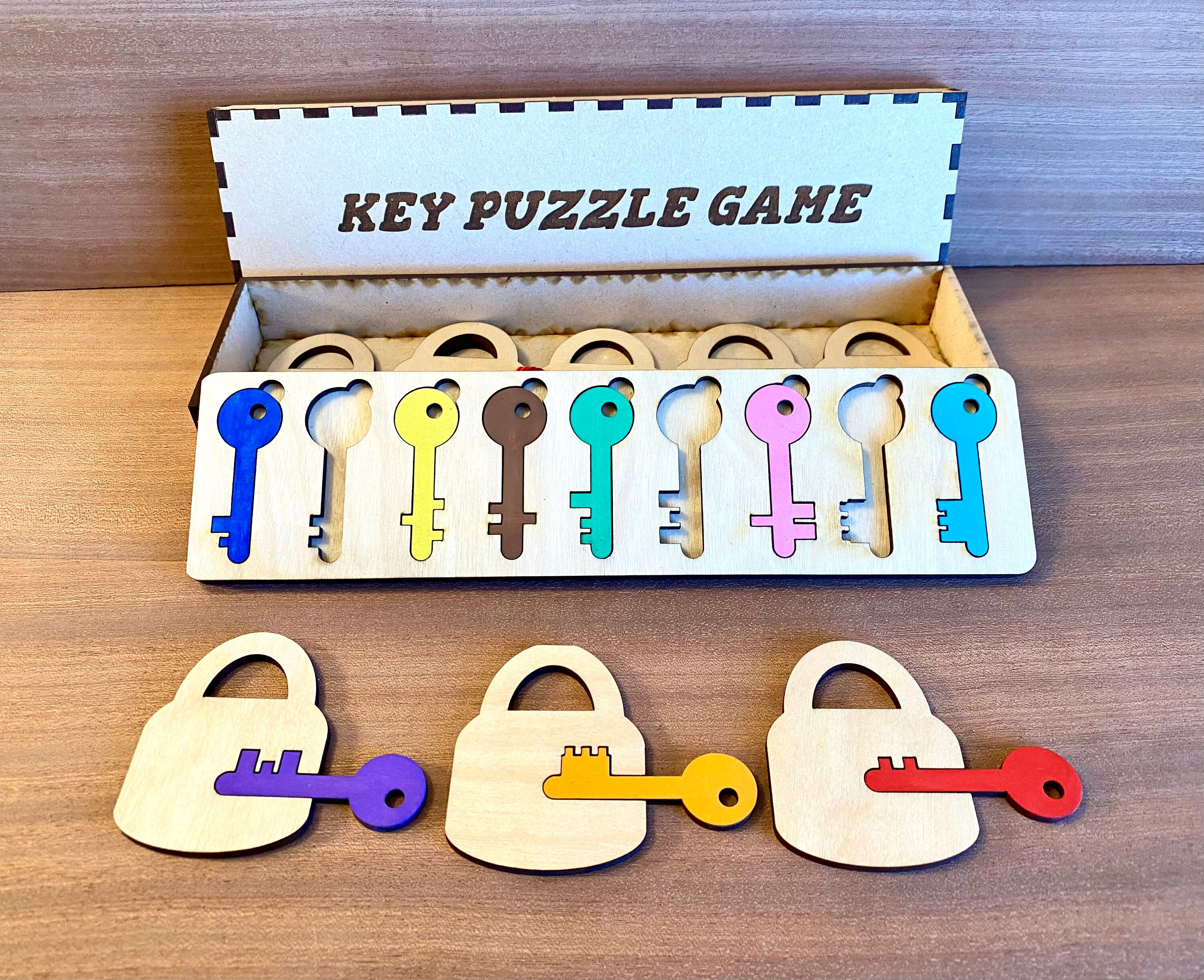 Key Match Puzzle Game With Storage Box, Kids Toys, Montessori, Colorful ...