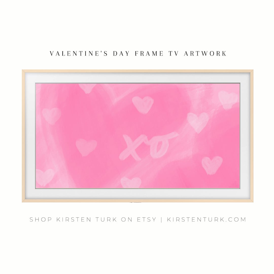 Samsung Frame TV Art Valentine's Day Pink XO Hearts Digital | Vday ...