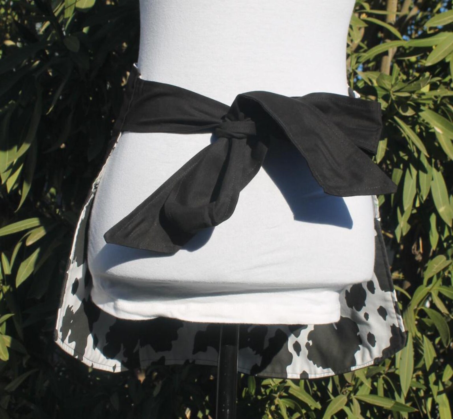 Cow Print Adult Half Apron Black & Gray Handmade Reversible Cotton ...