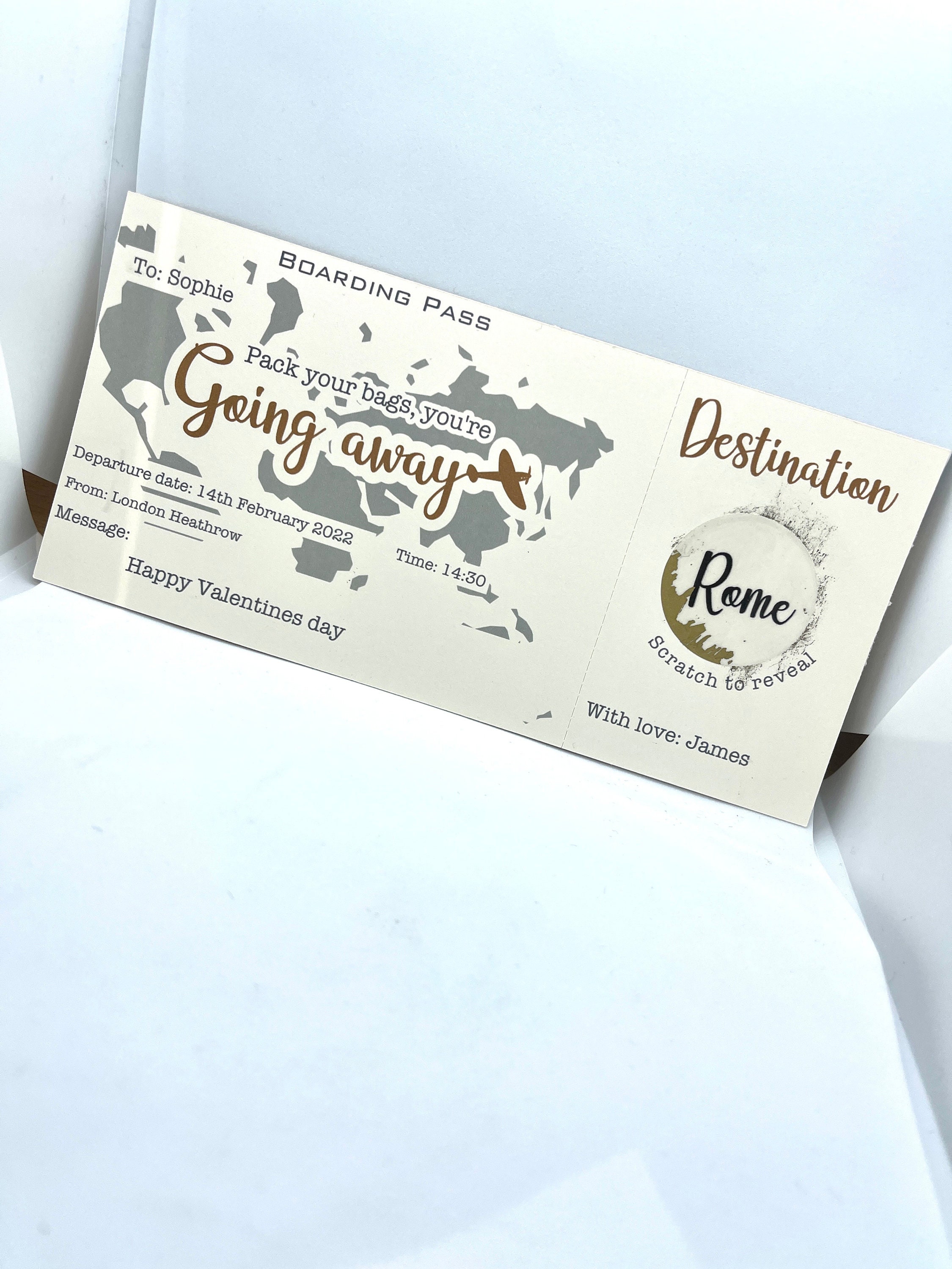 Personalised Boarding Pass Scratch Card | Etsy UK