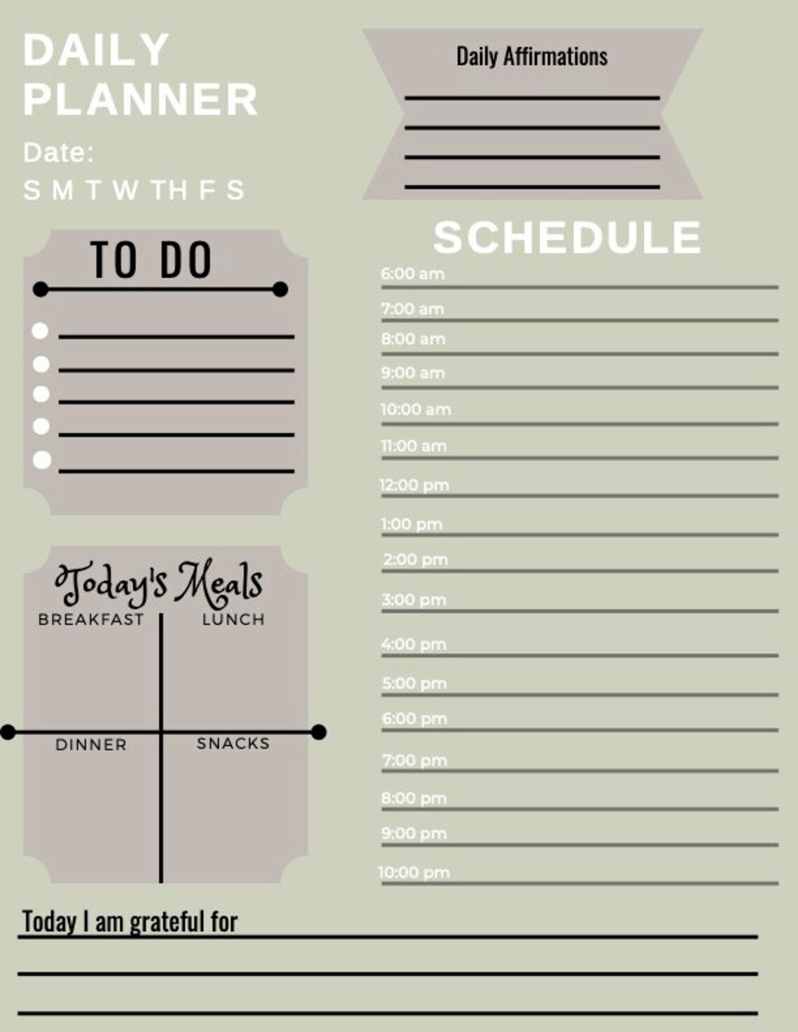 Sage Green Daily Planner - Etsy