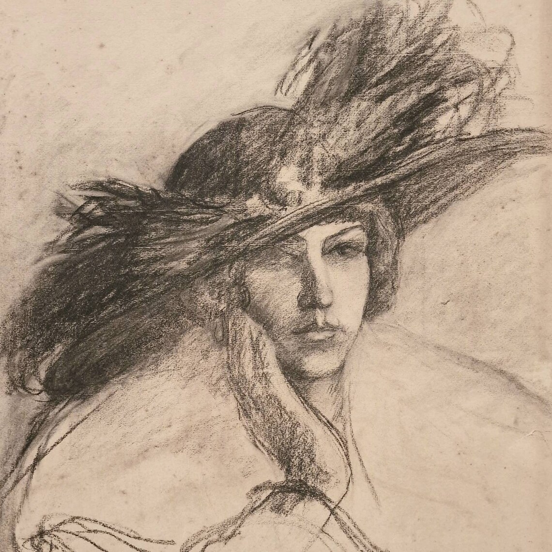 1900s Pencil Sketch of a Young Lady - Etsy