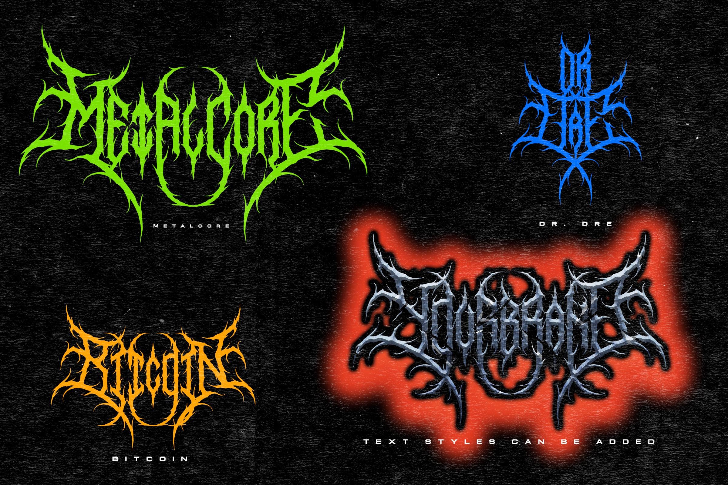 Logo Metalcore, Heavy Metal Style, Grunge, Black Letter 90s, Y2k Text ...
