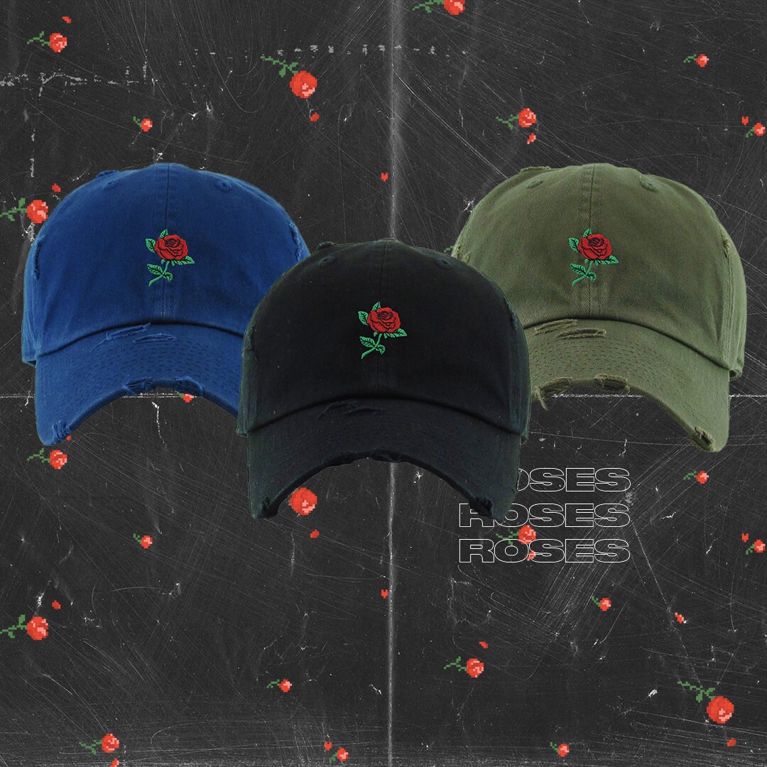 Rose Embroidered Vintage Dad Hat - Etsy