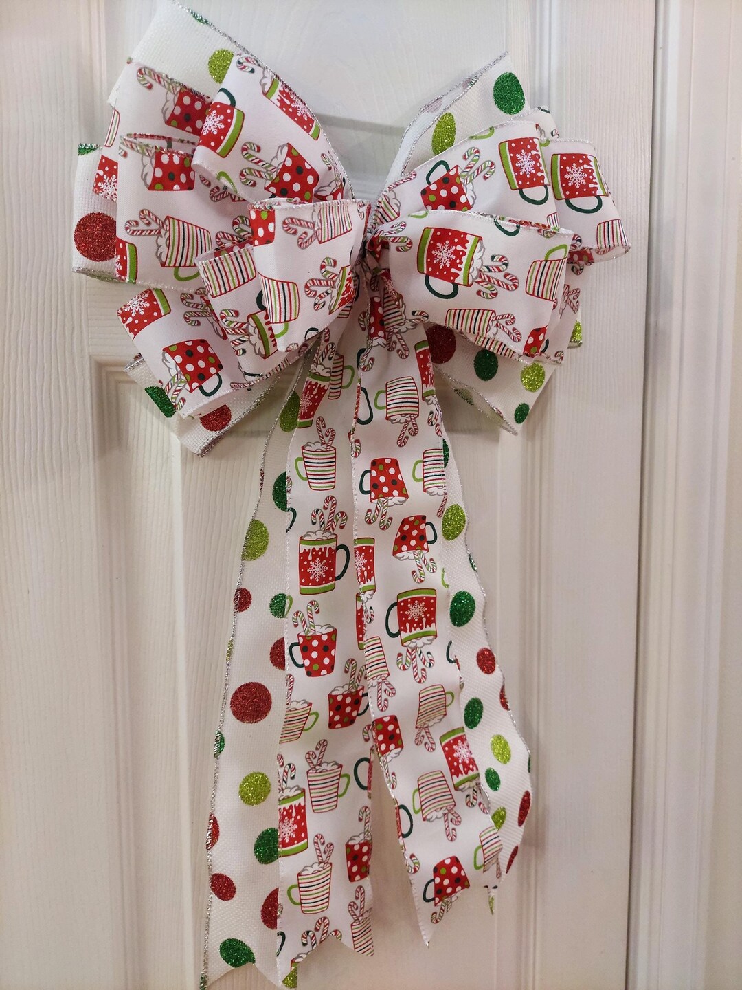 Christmas Bow - " Grinch Cocoa" - 13" X 20" Perfect for Wreath, Lantern ...