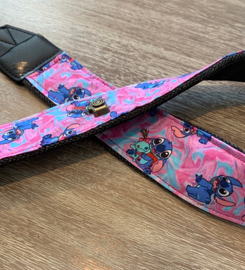 Disney Cute Scrump & Stitch Pink Blue Custom Adjustable Camera Strap ...