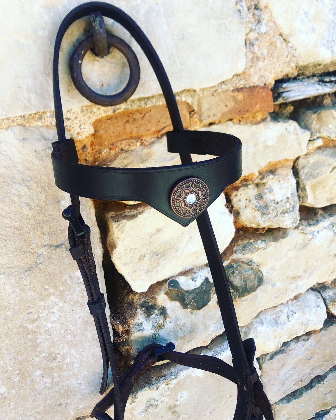 Bespoke Leather V-shaped Baroque Fancy Browband With Crystal Concho in ...