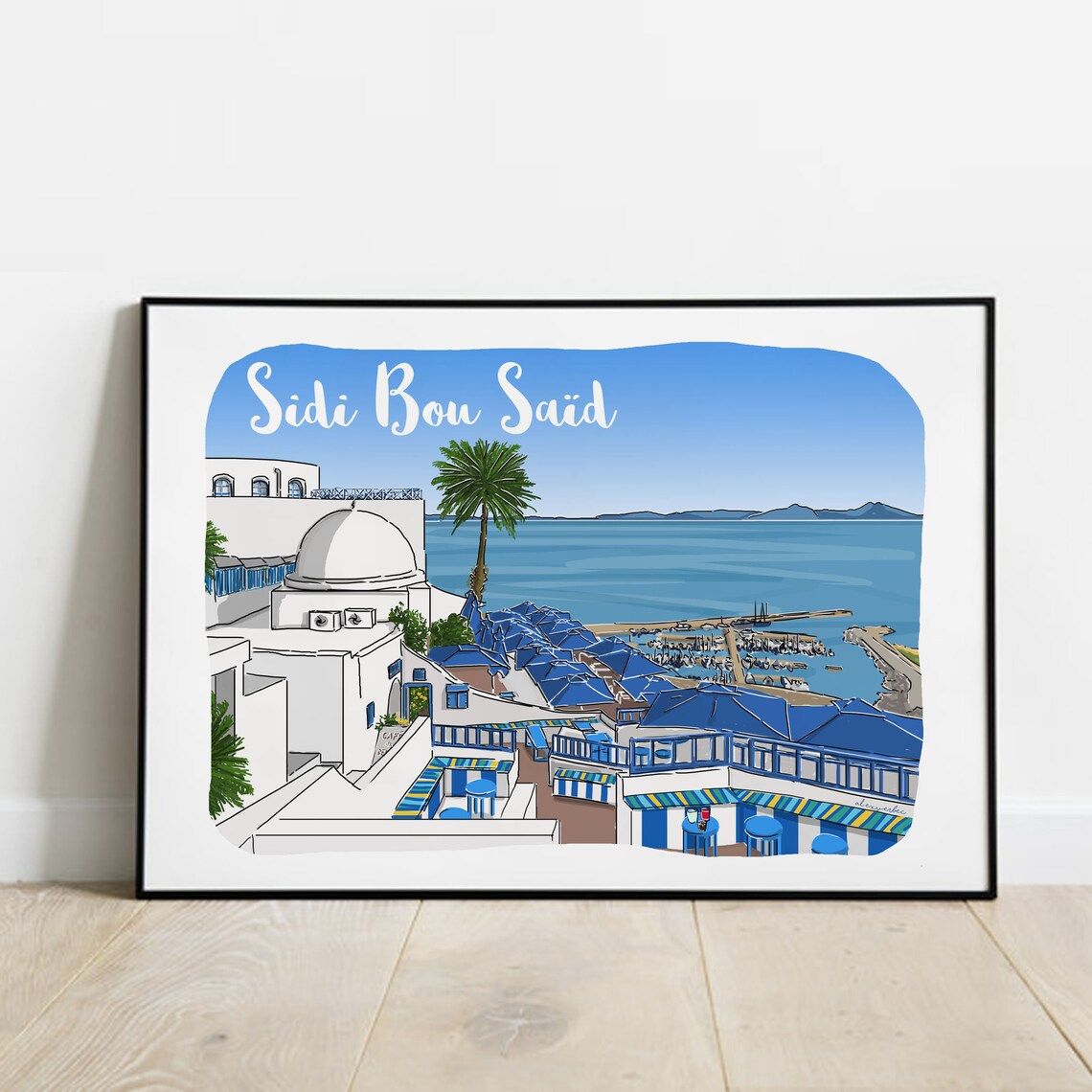 Poster Sidi Bou Said Coffee Illustration of Delights - Etsy