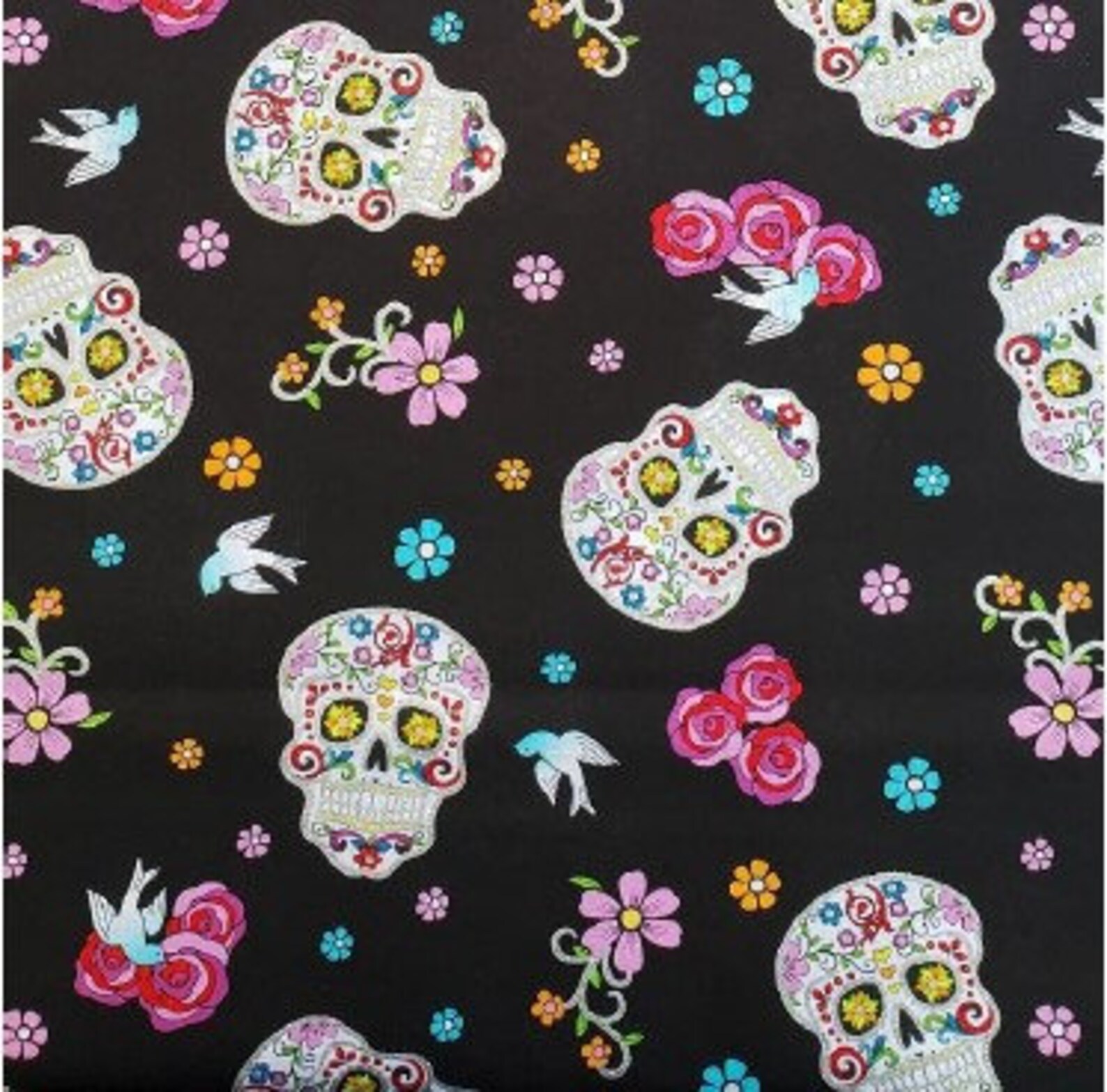 Beautiful Glittery Sugar Skull Quilt Cotton Fabric/day of the - Etsy UK