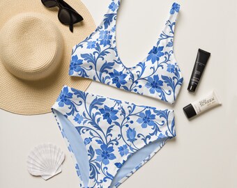 Blue Floral Swimsuit - Etsy