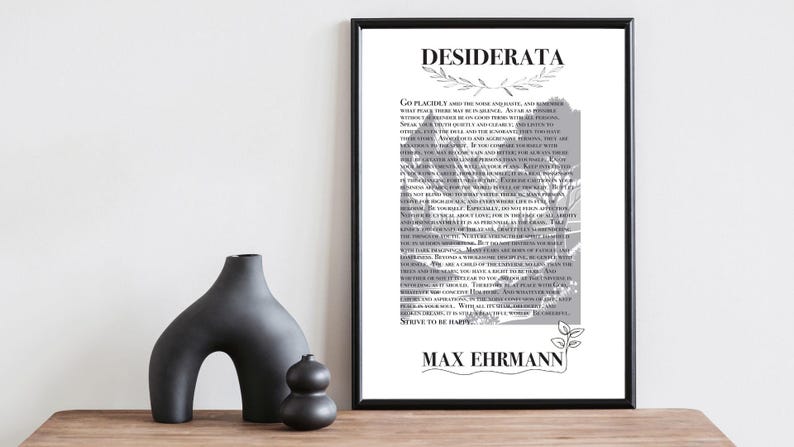 Desiderata Print - Max Ehrmann Poem - Desiderata Poster - Desiderata ...