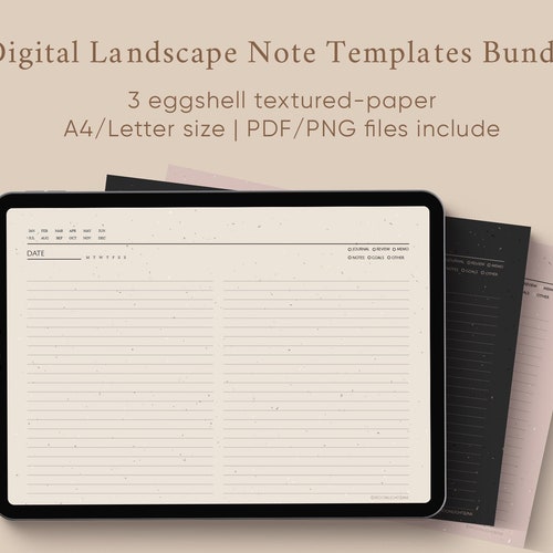 Digital Landscape Note Templates Bundle in Textured Paper - Etsy