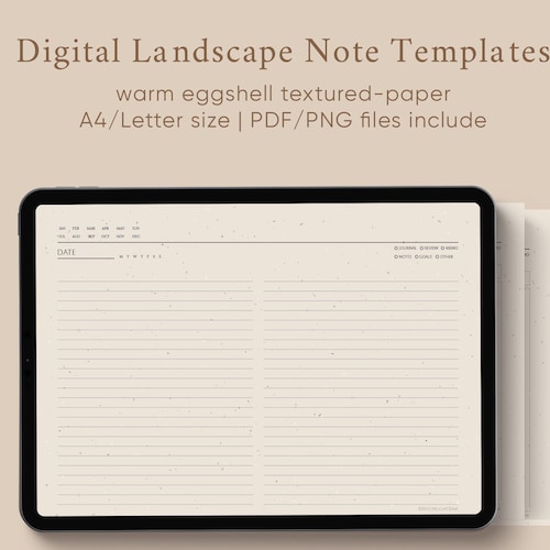 Digital Landscape Note Templates Bundle in Textured Paper - Etsy