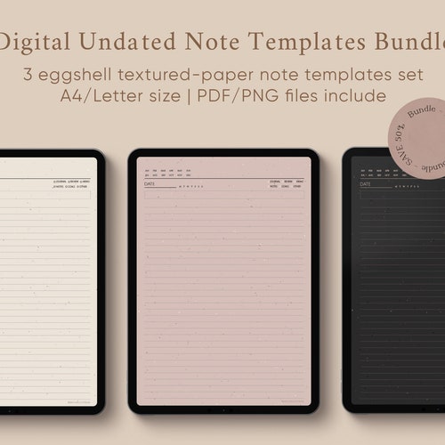 Digital Undated Note Templates in Textured Paper Lined Grid - Etsy