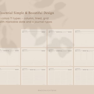 Digital Landscape Note Templates Bundle in Textured Paper, Lined Grid ...