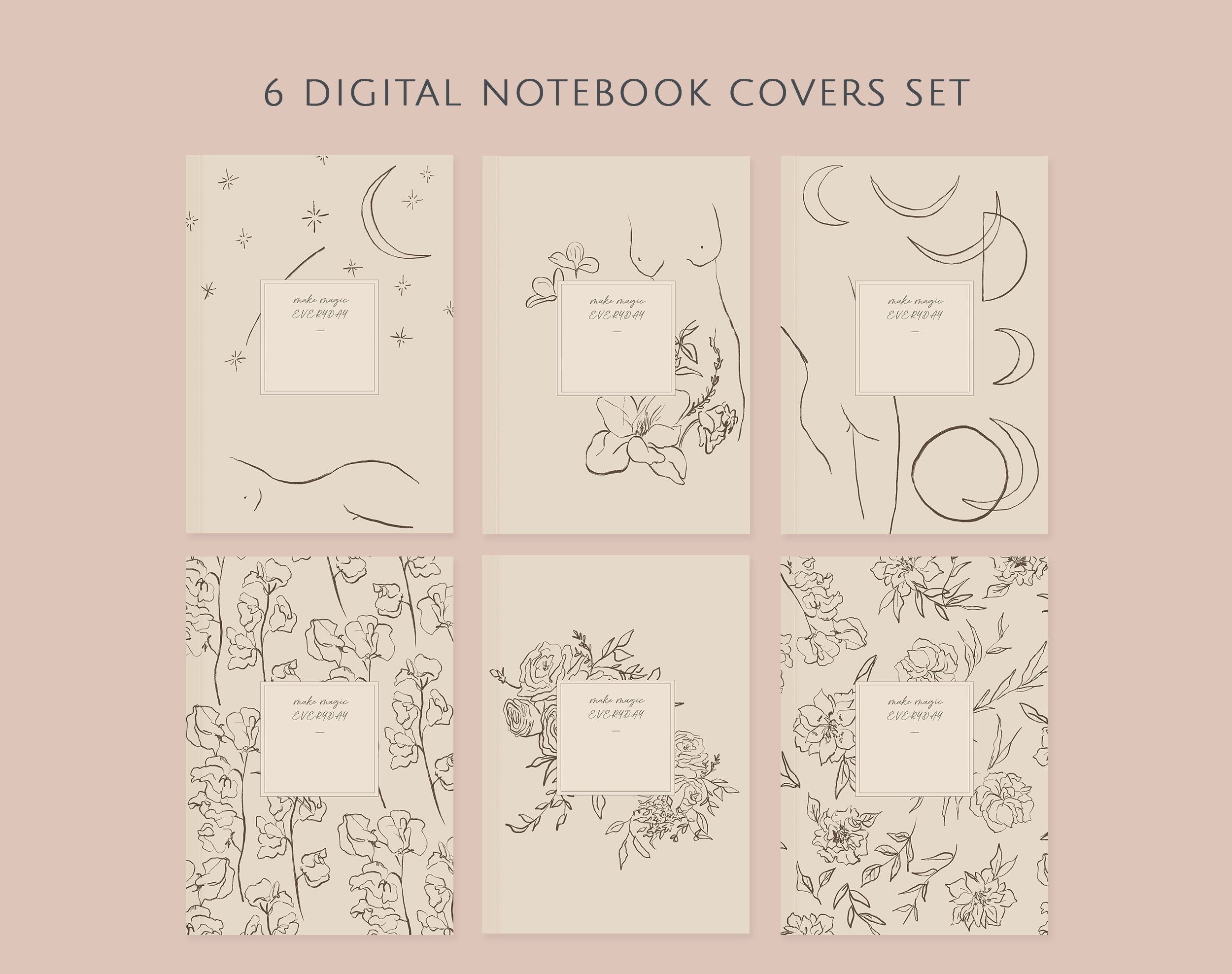 18 Modern Lineart Digital Notebook Covers for Goodnotes5 Notebook ...