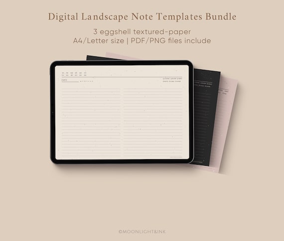 Digital Landscape Note Templates Bundle in Textured Paper - Etsy