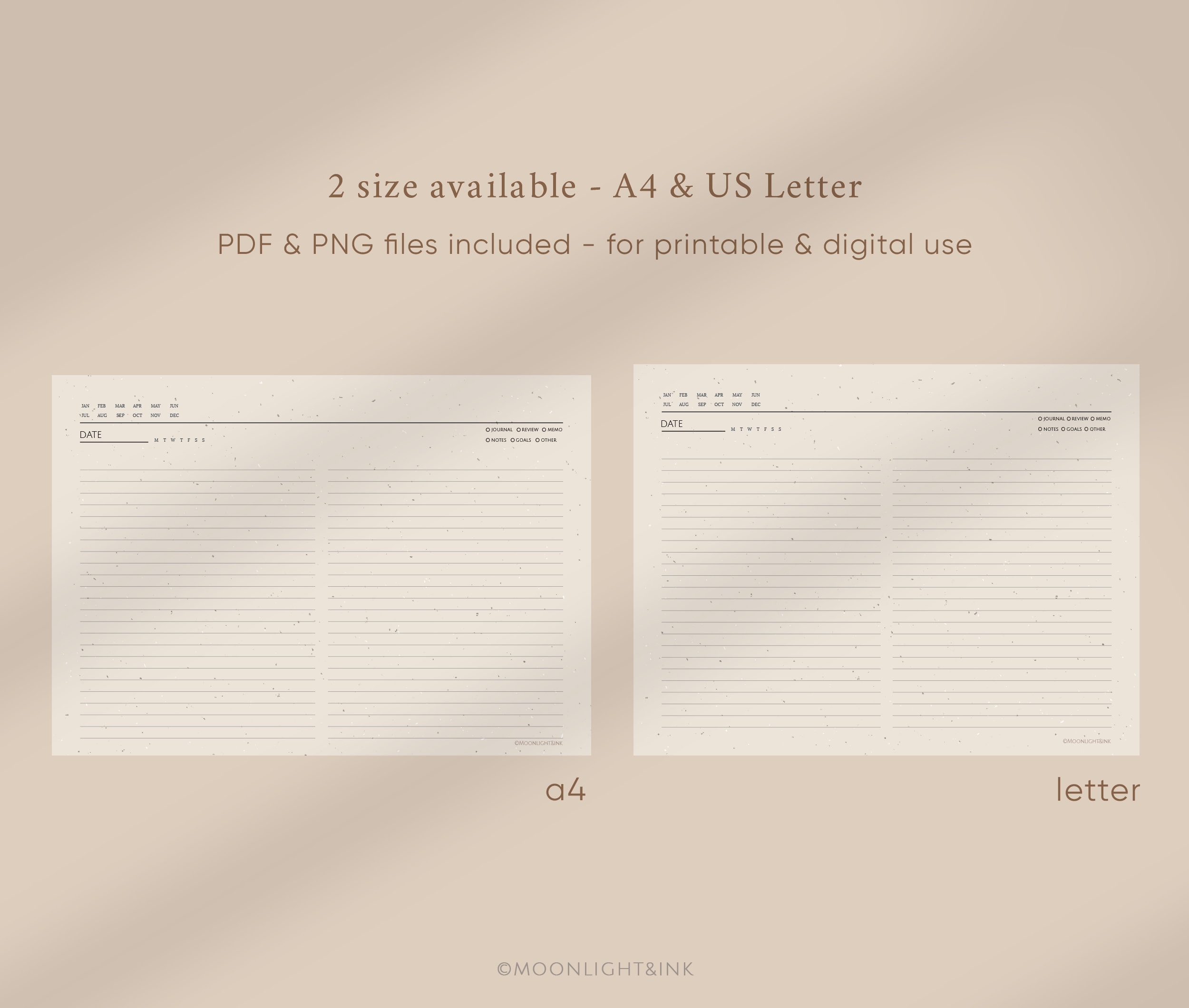 Digital Landscape Note Templates Bundle in Textured Paper - Etsy