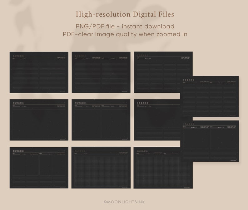 Digital Landscape Note Templates Bundle in Textured Paper - Etsy