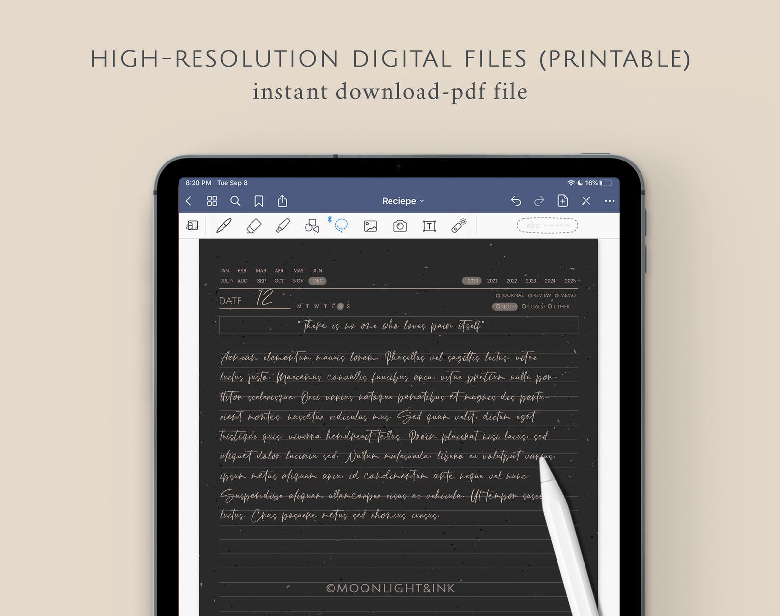 Digital Undated Note Templates in Textured Paper Lined Grid | Etsy