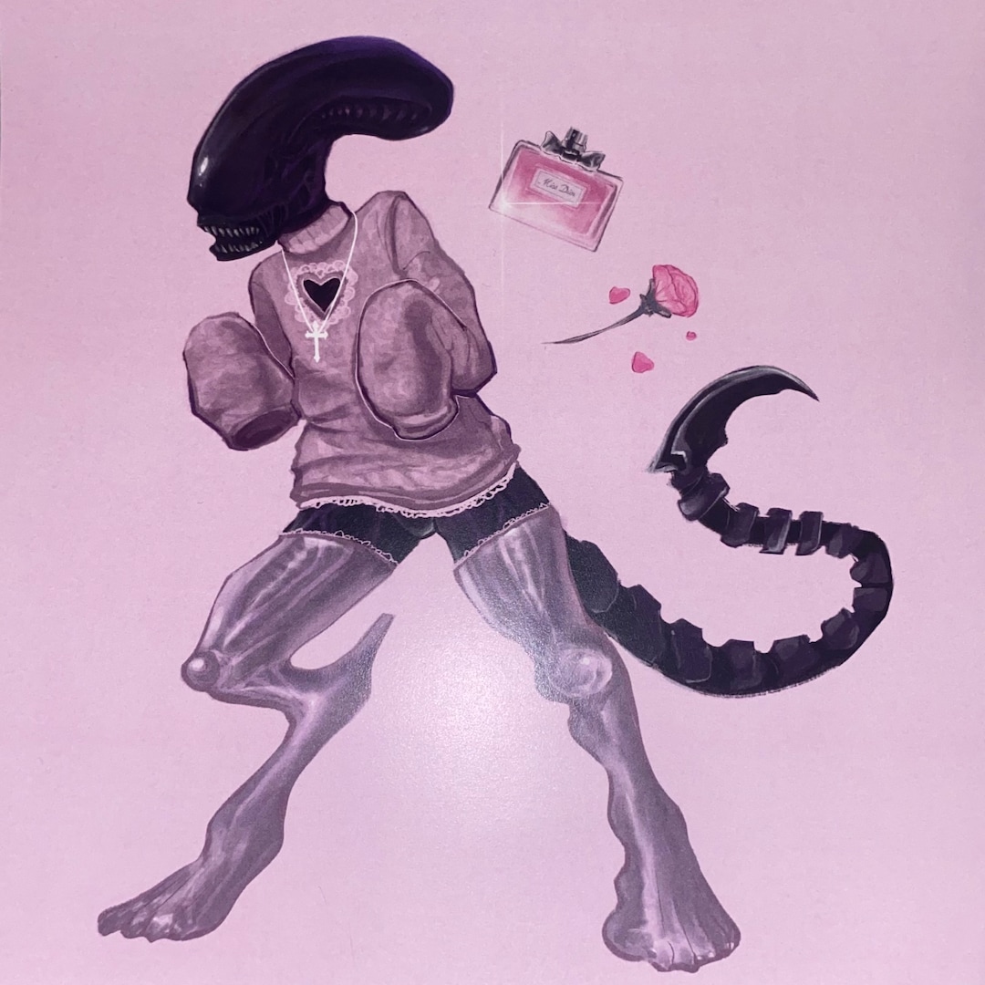 Cute Xenomorph/alien Glossy Card Print 19cm X 20cm - Etsy UK