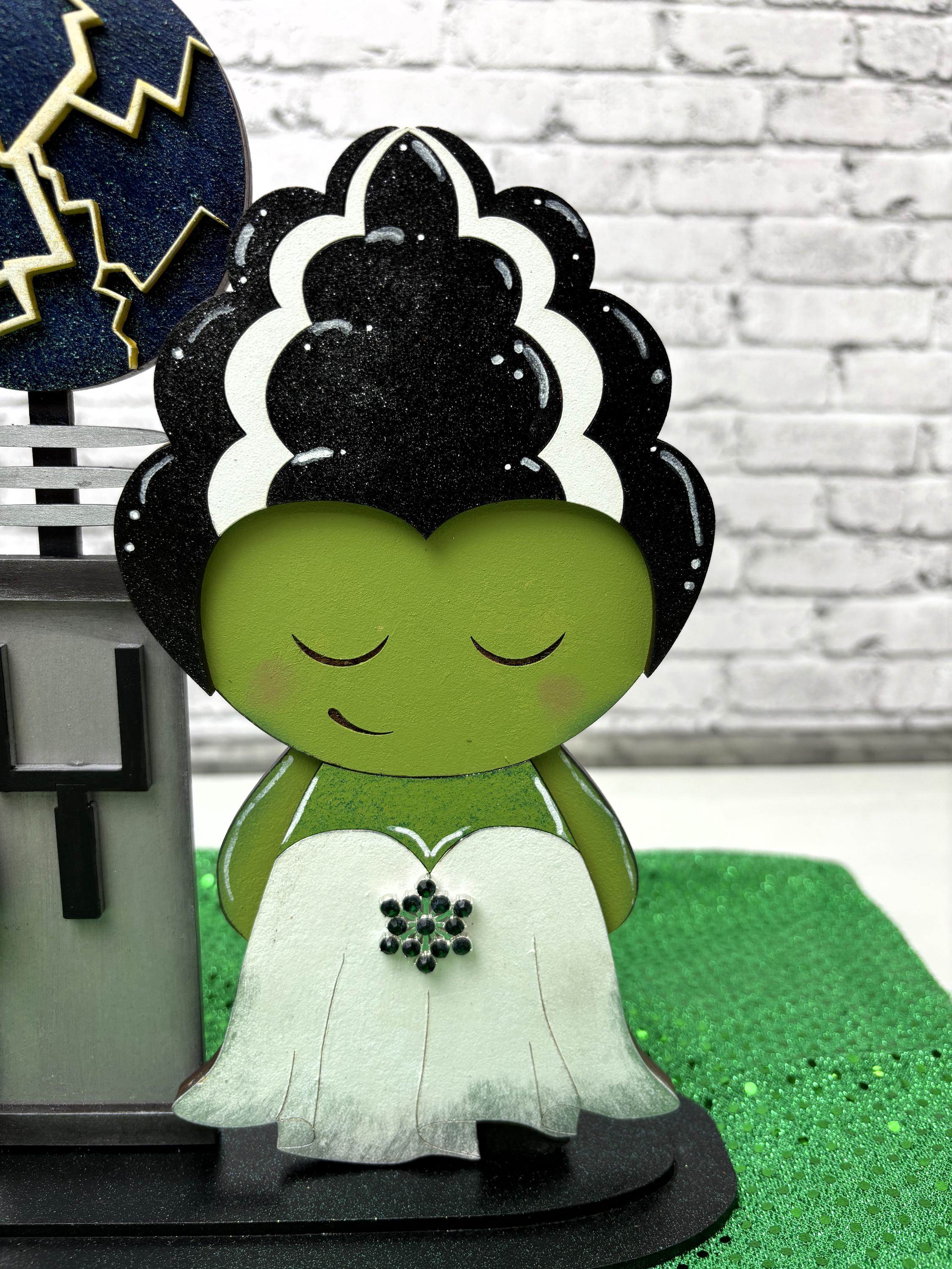 Hand-painted Frankenstein & Bride Stand: Halloween Mantle Decor, - Etsy