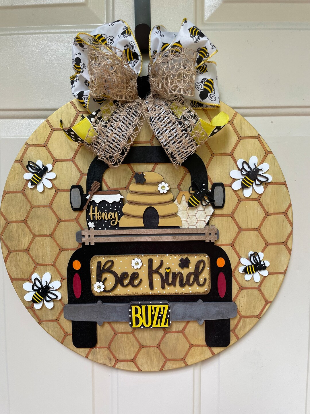 Honey Bee Door Hanger, Welcome Door Sign, Front Door Hanger ...