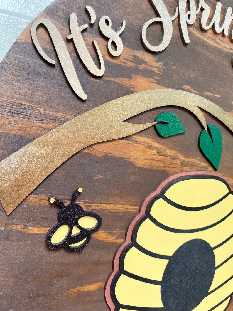 Spring Bee Hive Door Sign Spring Door Hanger Year Round - Etsy