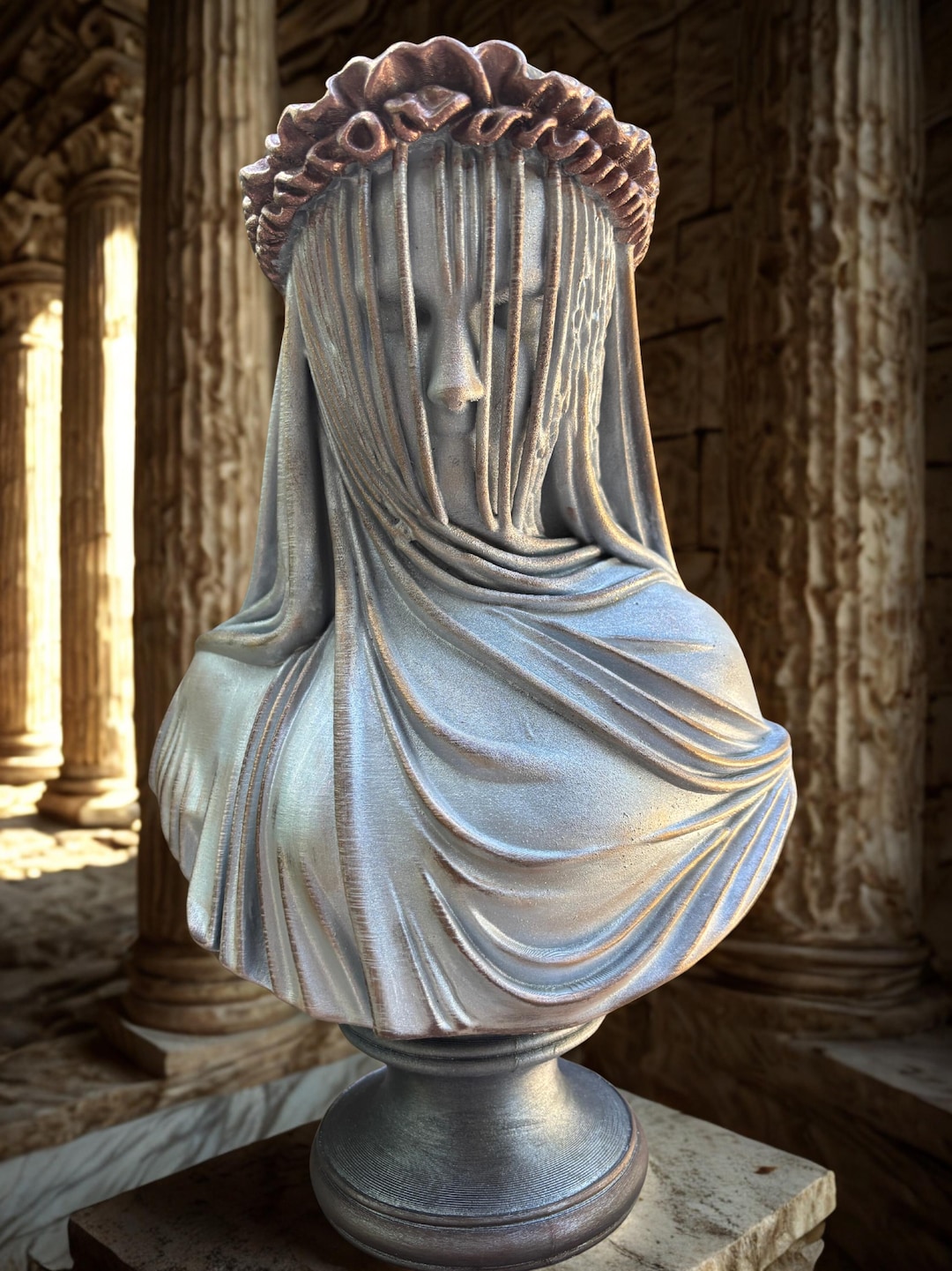 Vesta, Veiled Lady Bust Statue: Hand Painted, Roman Goddess ...