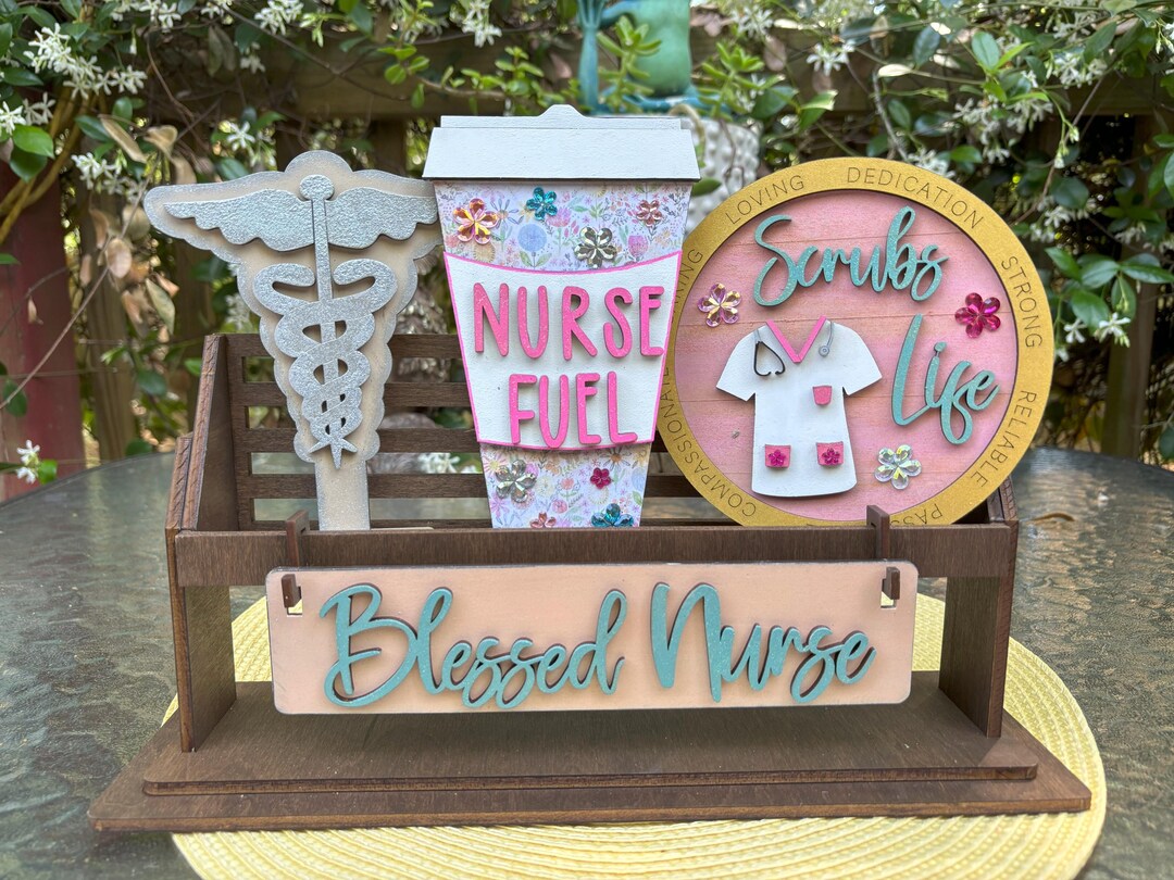 Hand-painted Nurse Decor Set: Wagon/shelf Sitter, Interchangeable ...