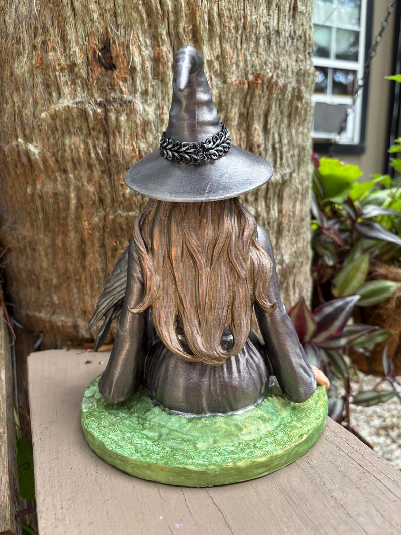 Gothic Witch & Raven Figurine: Hand-painted, 3D Printed Statue, Dark ...