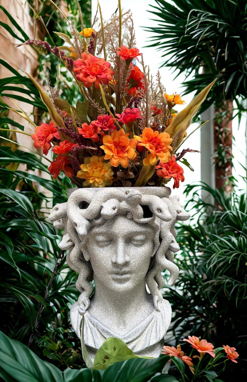 3D Printed Medusa Bust Planter: Gothic Mythological Decor - Etsy