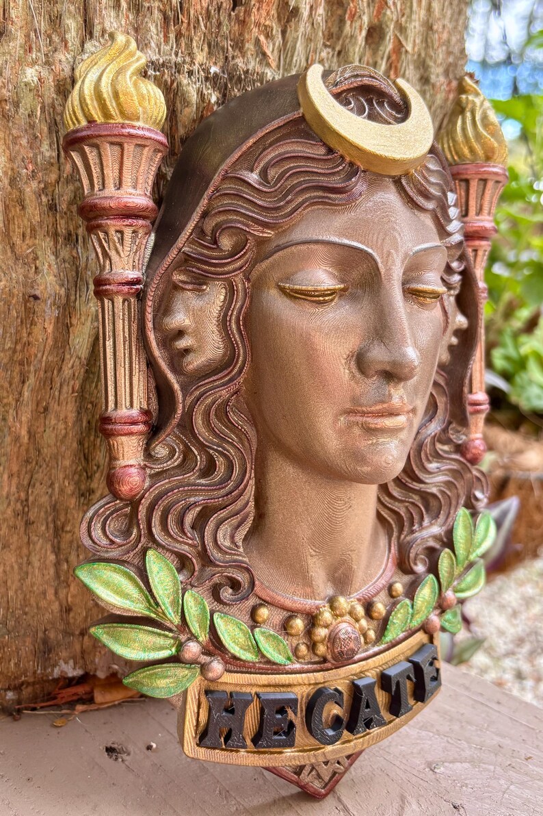 Hecate Triple Goddess Wall Plaque: Hand-painted, 3D Printed Décor - Etsy