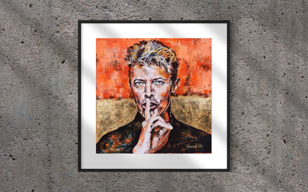 David Bowie Pop Art Framed Print With Gold Leaves Unique Wall Art for ...