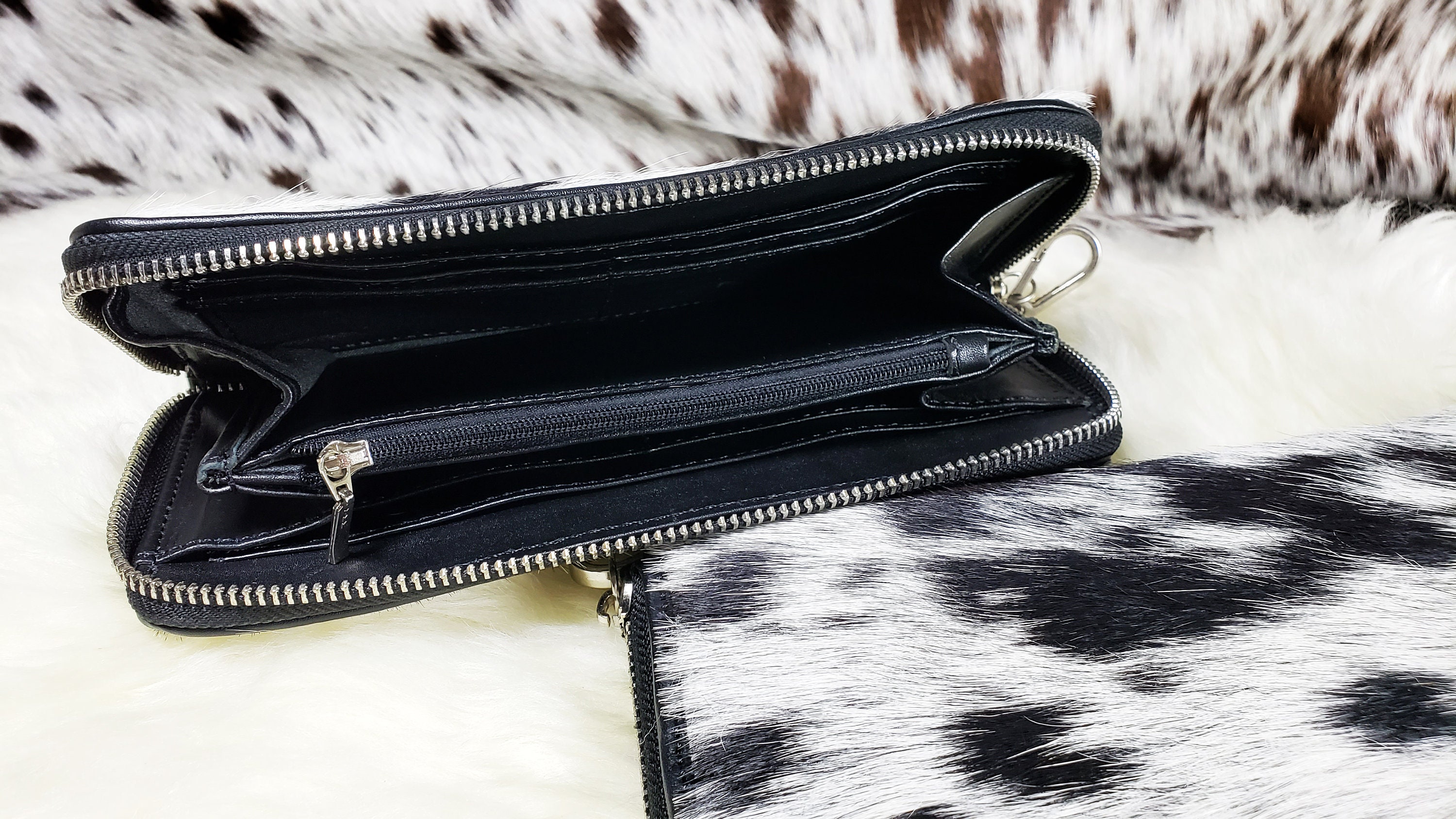 Cowhide Wallets for Women Slim Wallet Bifold Black Leather | Etsy