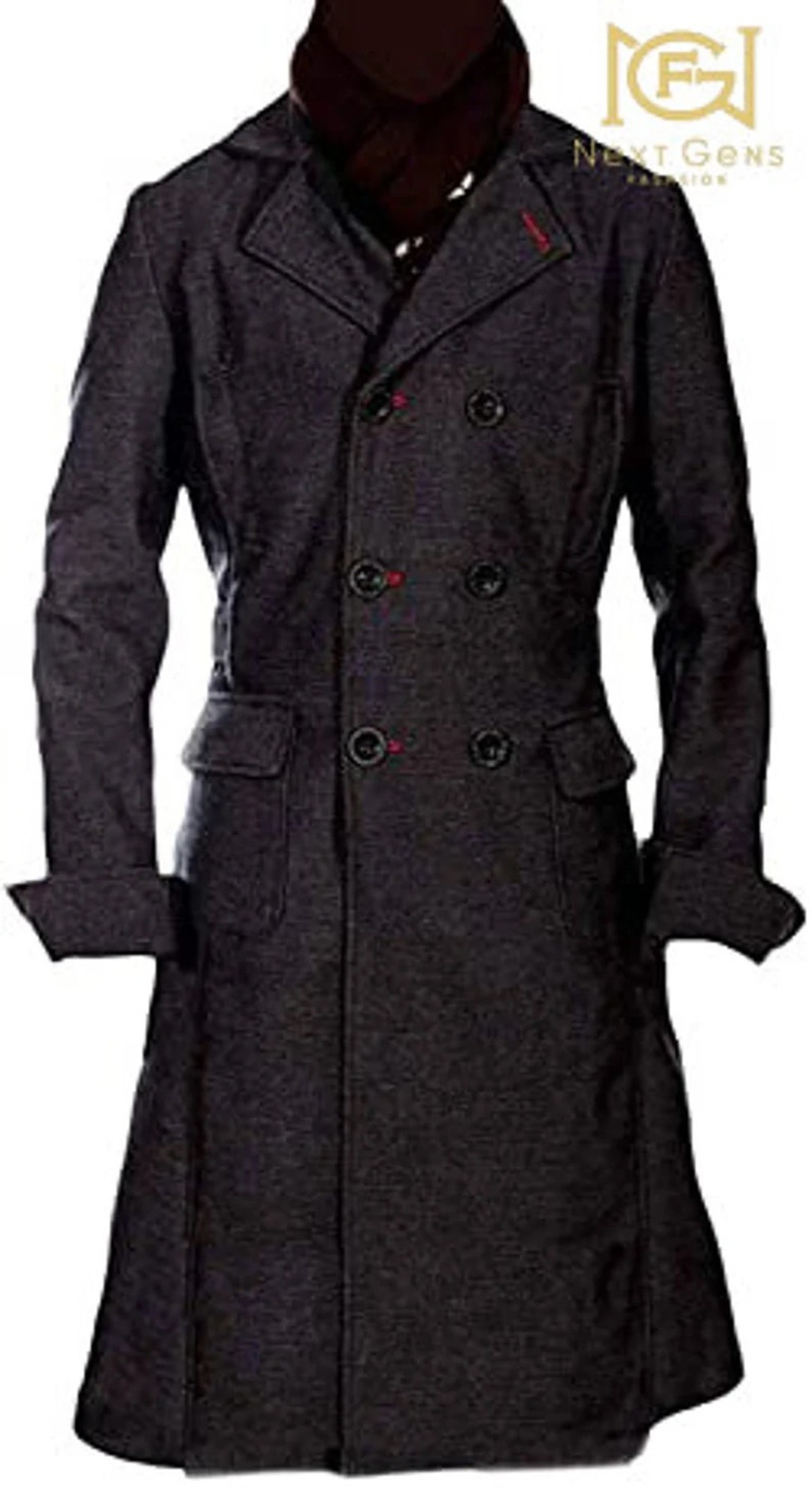 Men's Shelby Wool Over Coat Long Trench Coat Black Casual Long Coat Men ...