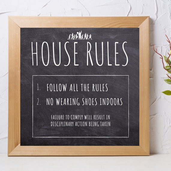 Funny House Rules Sign Funny House Print Decor Kitchen Etsy