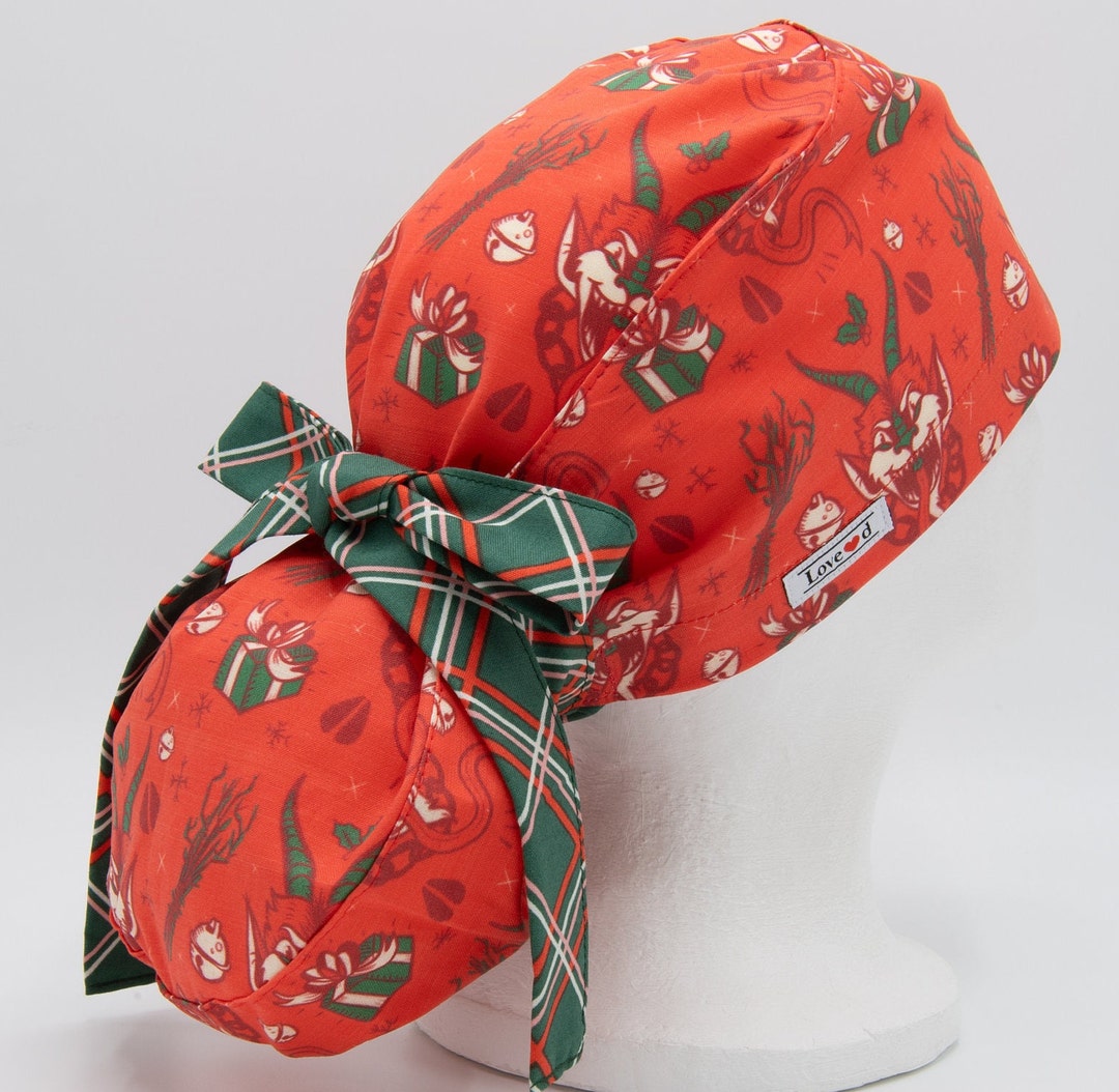 Merry Krampus Scrub Cap Christmas Ponytail Scrub Hat - Etsy