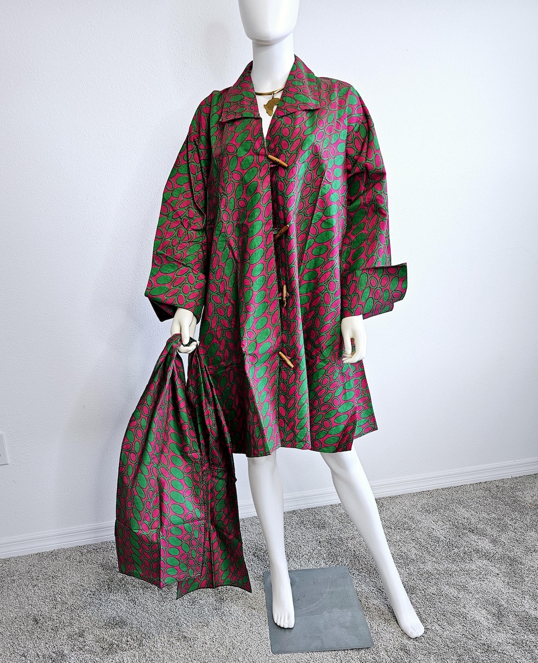 African Print Tunic Dress With Pockets & Headwrap (fits M-3XL) - Runs ...