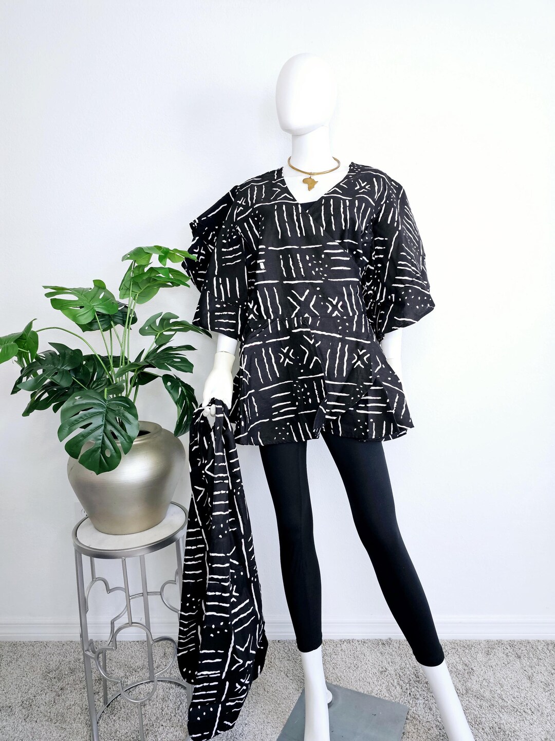 African Print Ankara Kitenge Belted Wrap Kimono Blouse Top With Ruffle ...