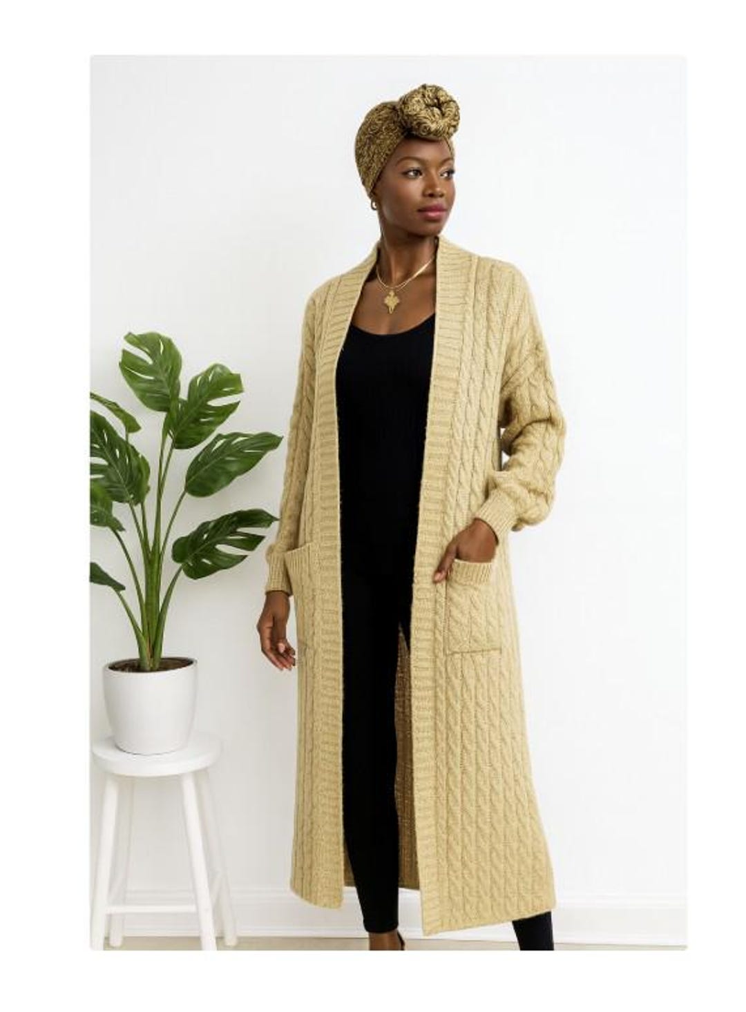 Long Brown Knit Duster Cardigan for Women | Oversized Boho Sweater Coat ...