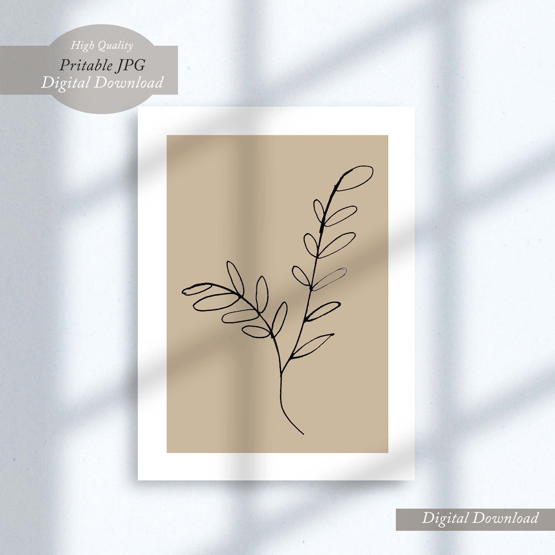Leaf Pen and Ink Drawing Printable Wall Art - Etsy