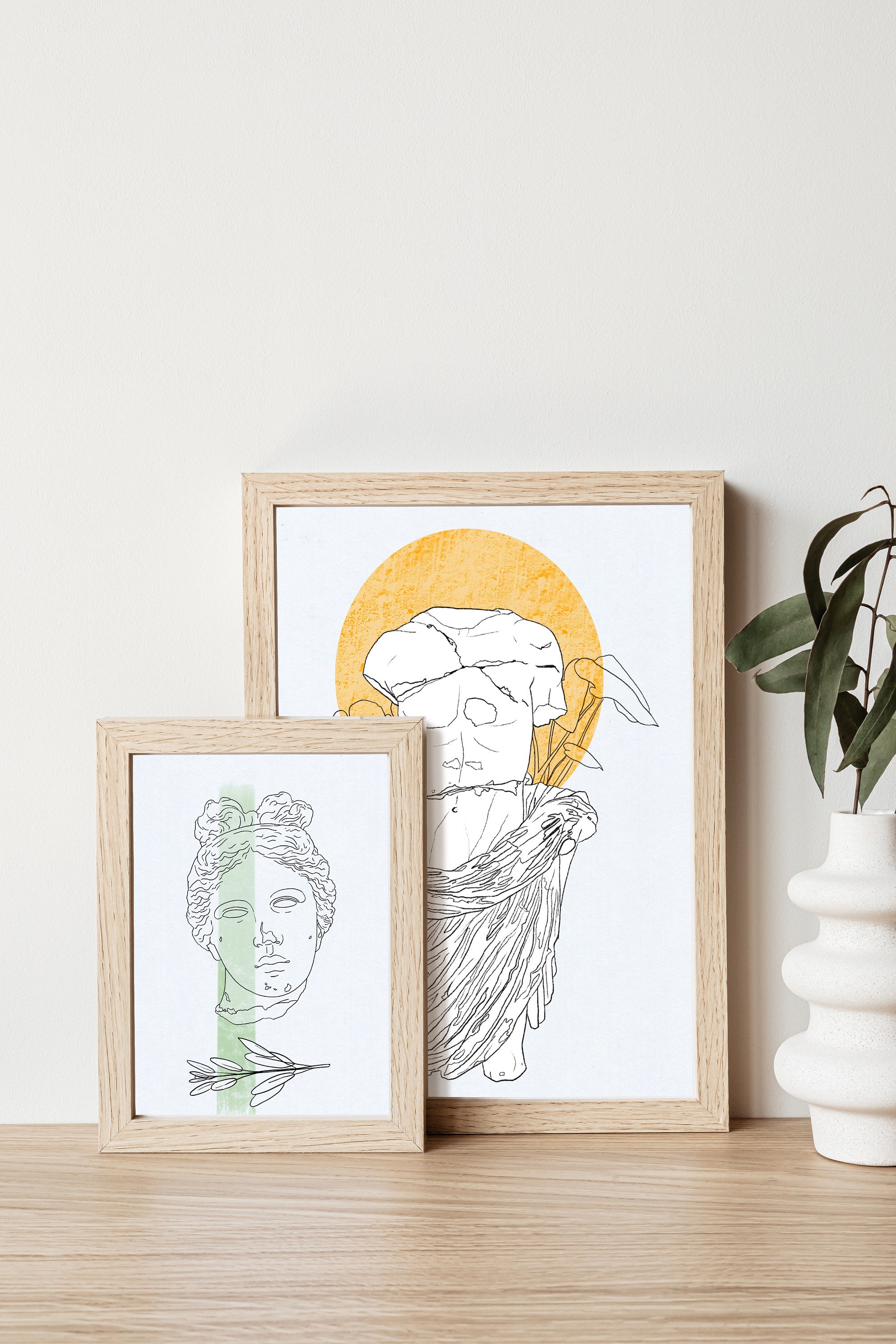 Minimalist Statue Line Art, Statue Fragments, Minimalistic Line Art ...