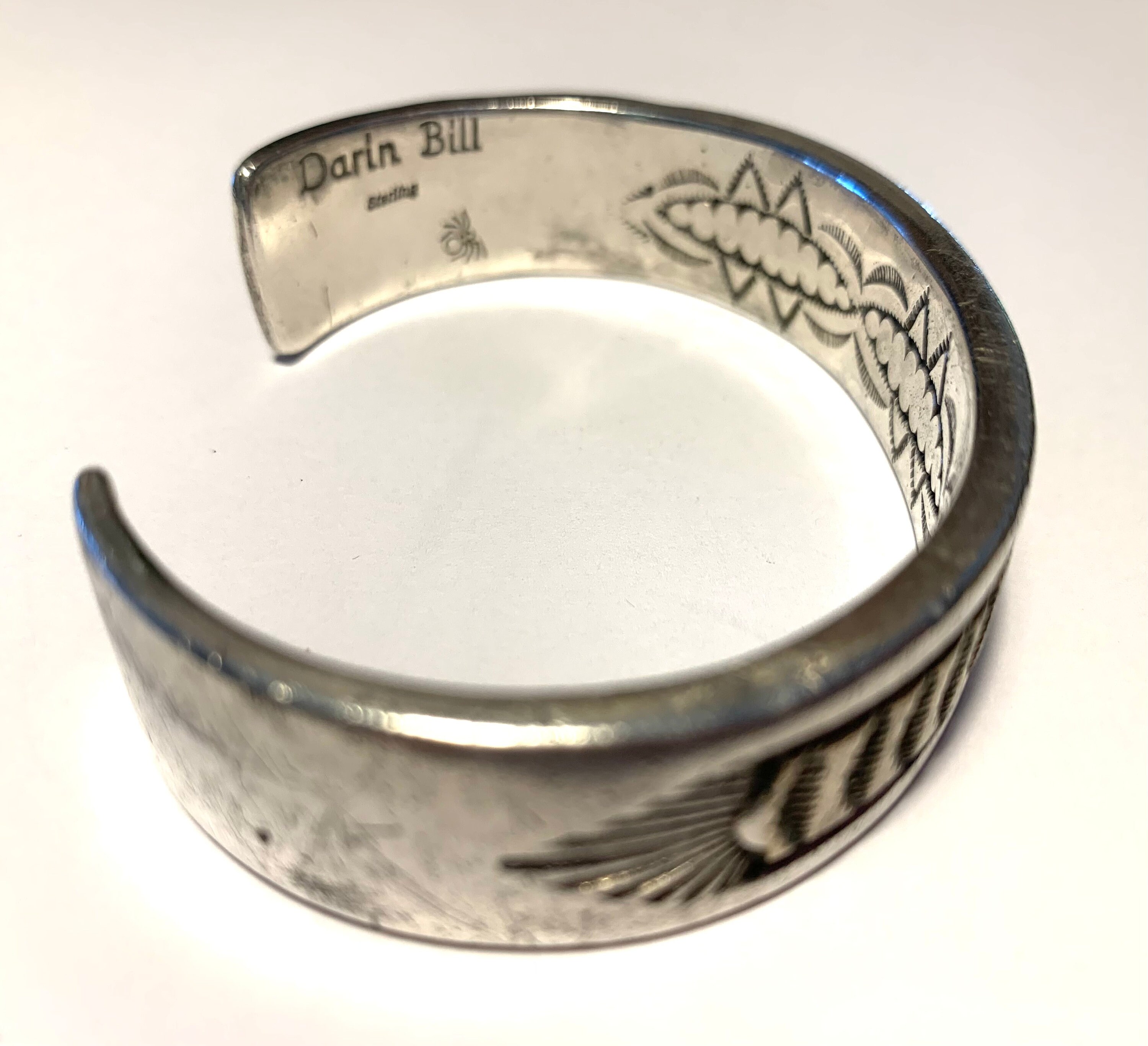 Vintage Heavy Sterling Silver Men Cuff Bracelet by Navajo Artist Darin ...