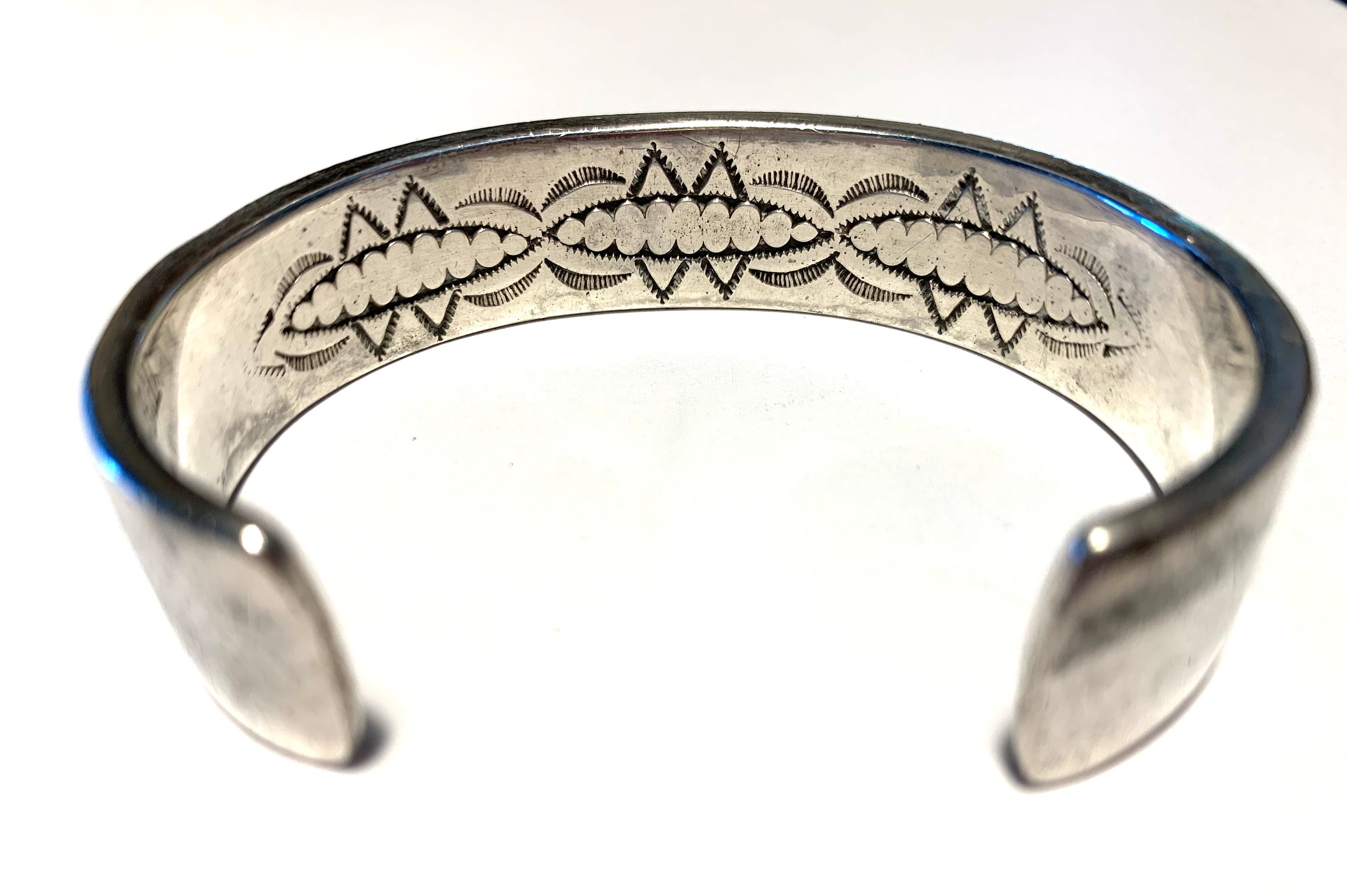 Vintage Heavy Sterling Silver Men Cuff Bracelet by Navajo Artist Darin ...